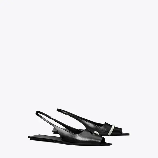 Tory Burch Pierced Slingback - Perfect Black/perfect Black/silver