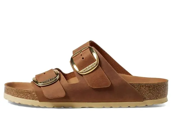 BIRKENSTOCK Arizona Big Buckle Oiled Leather Sandals - Brown