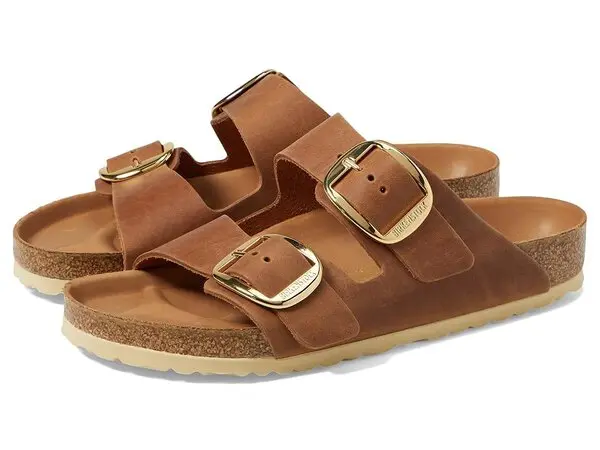 BIRKENSTOCK Arizona Big Buckle Oiled Leather Sandals - Brown