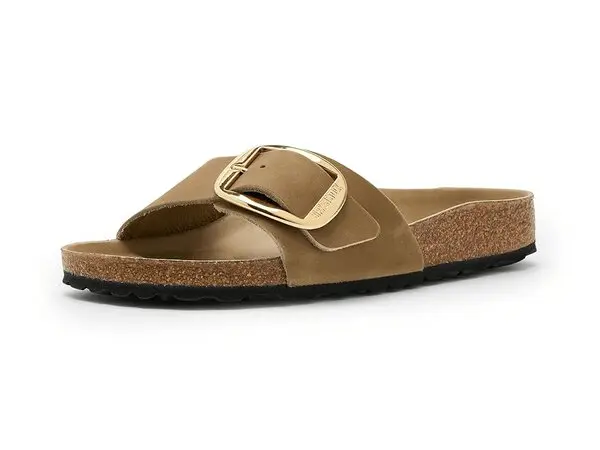 BIRKENSTOCK Madrid Big Buckle Oiled Leather Slide Sandals - Brown