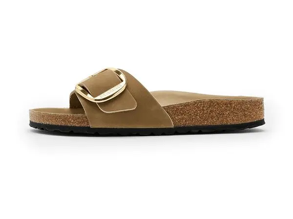 BIRKENSTOCK Madrid Big Buckle Oiled Leather Slide Sandals - Brown