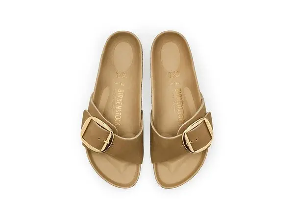 BIRKENSTOCK Madrid Big Buckle Oiled Leather Slide Sandals - Brown