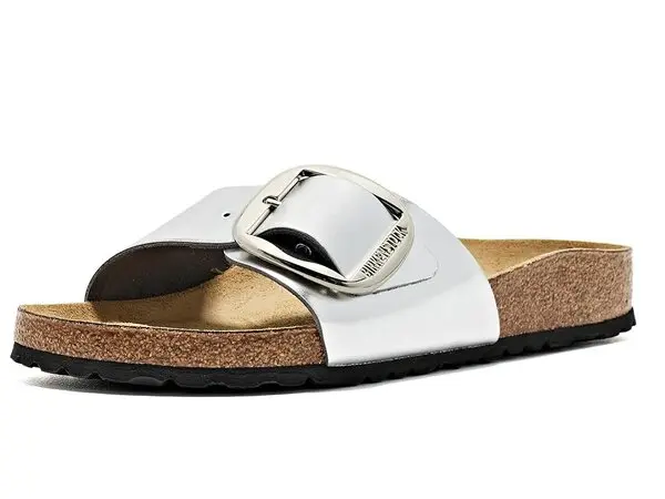 BIRKENSTOCK Madrid Big Buckle Leather Sandal - Silver Metallic