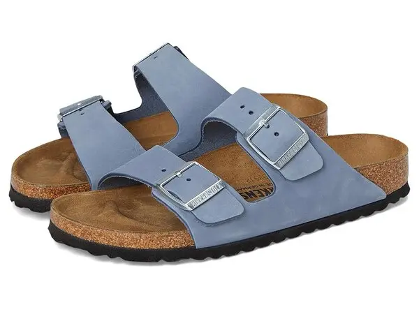 BIRKENSTOCK Arizona Nubuck Leather Sandals - Blue