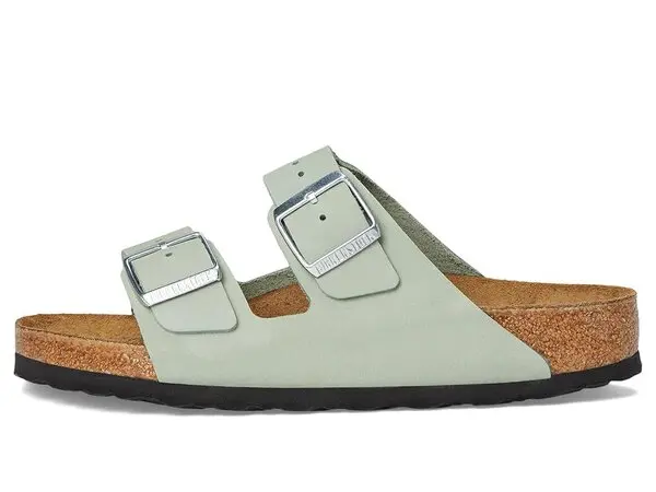 BIRKENSTOCK Arizona Nubuck Leather Sandals - Gray
