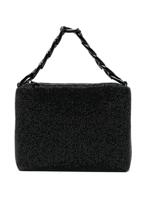 Patrizia Pepe Maxichain Rhinestone Tote - Black