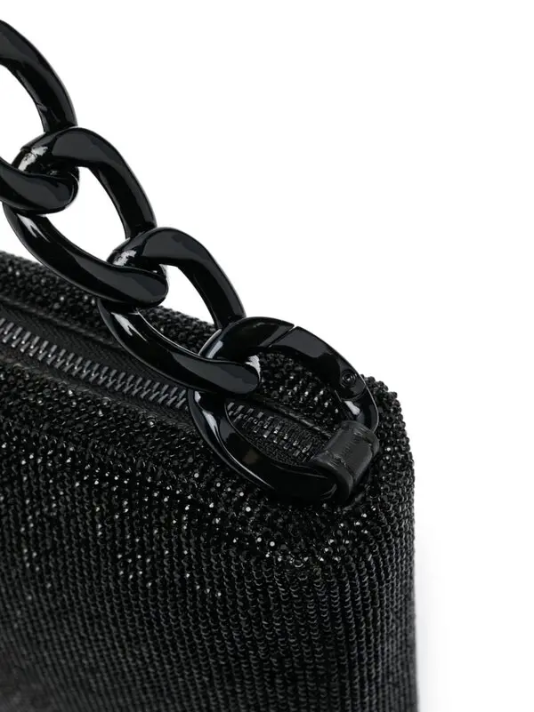 Patrizia Pepe Maxichain Rhinestone Tote - Black