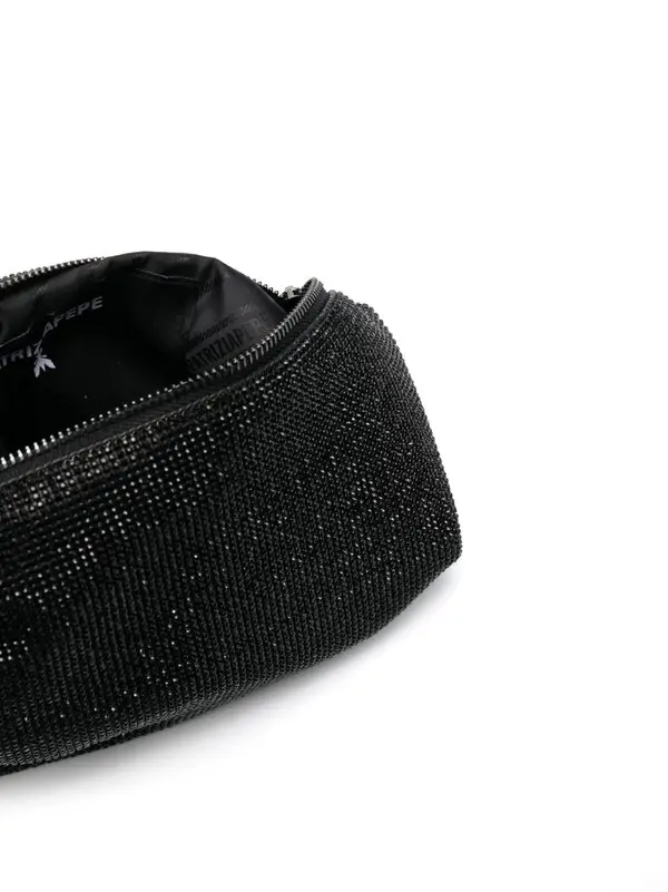 Patrizia Pepe Maxichain Rhinestone Tote - Black