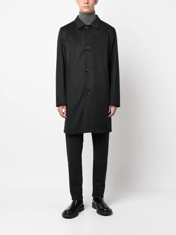 KIRED Long-sleeve Cashmere Trench Coat - Grey