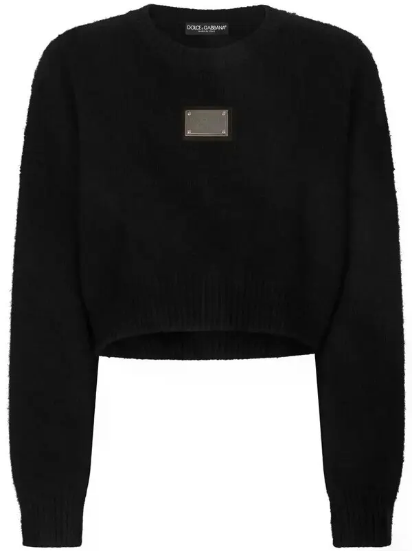 Dolce & Gabbana Logo Plaque Cropped Jumper - Black