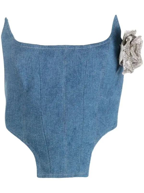 Giuseppe Di Morabito Floral-appliqué Denim Corset