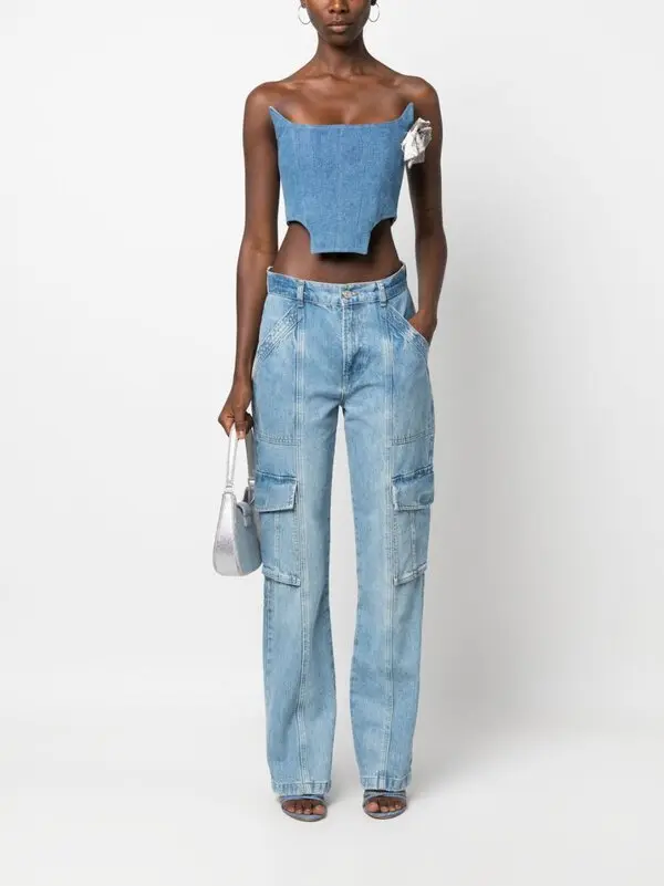 Giuseppe Di Morabito Floral-appliqué Denim Corset