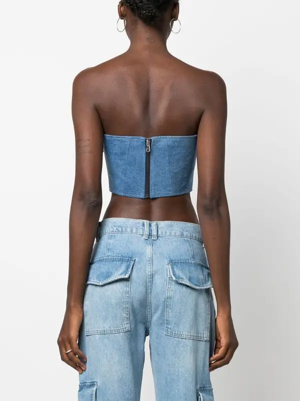 Giuseppe Di Morabito Floral-appliqué Denim Corset
