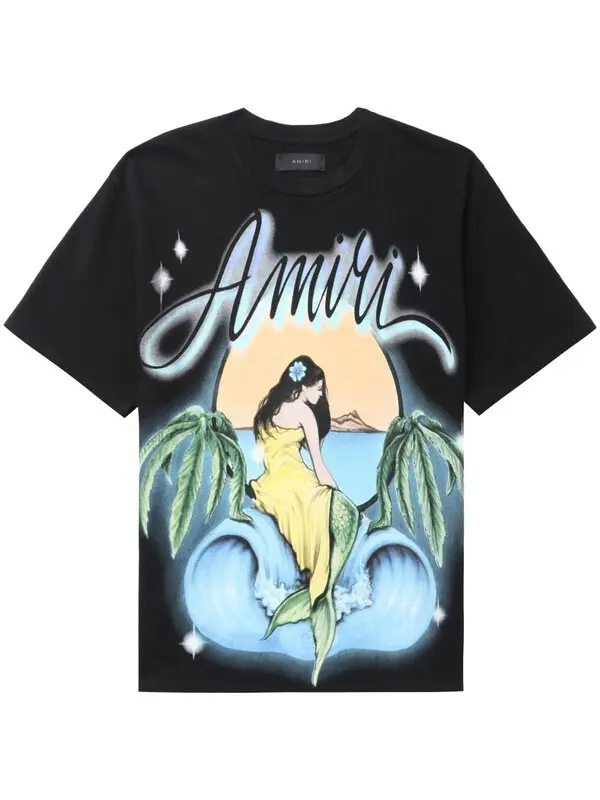 Amiri Illustration-print Cotton T-shirt - Black