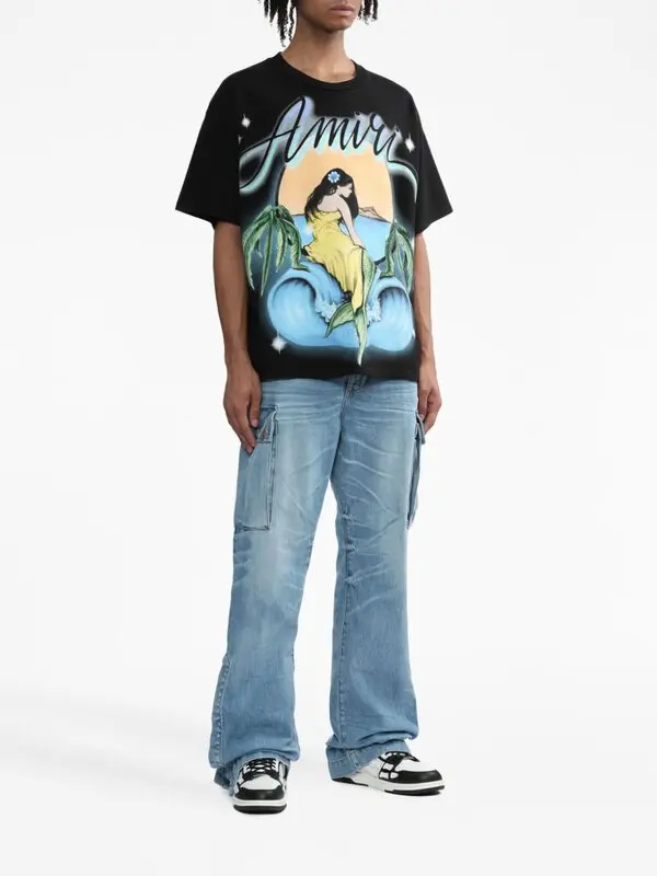 Amiri Illustration-print Cotton T-shirt - Black