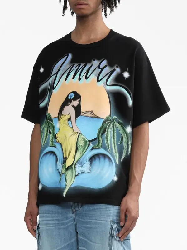 Amiri Illustration-print Cotton T-shirt - Black