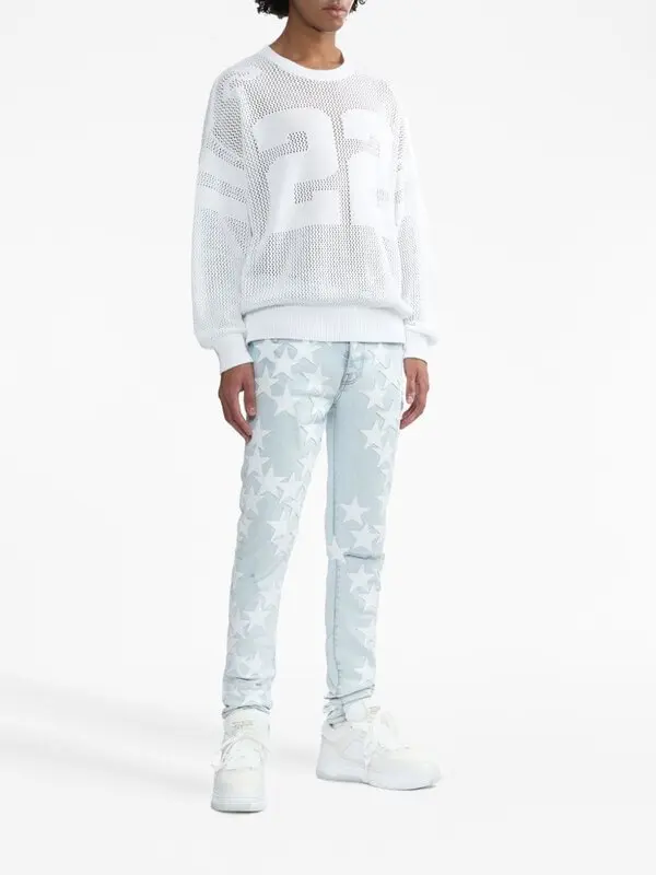 Amiri X Chemist Leather-stars Skinny Jeans