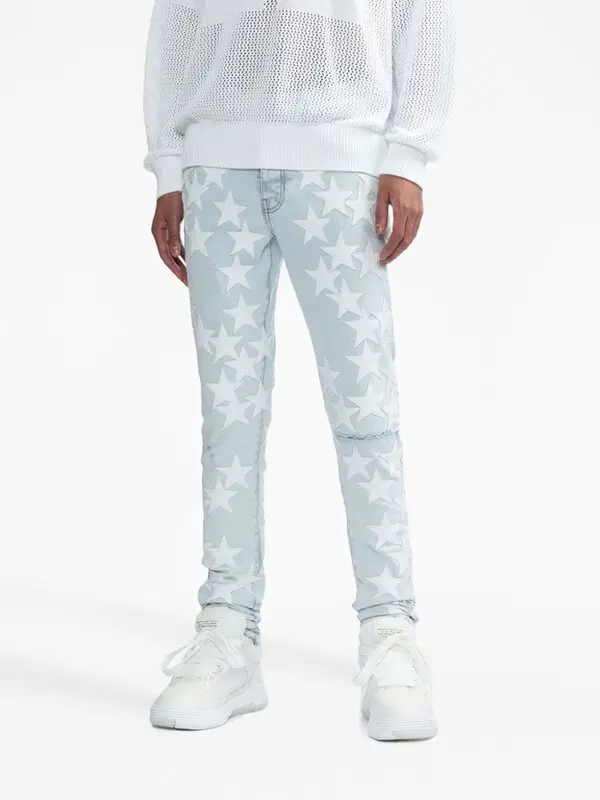 Amiri X Chemist Leather-stars Skinny Jeans