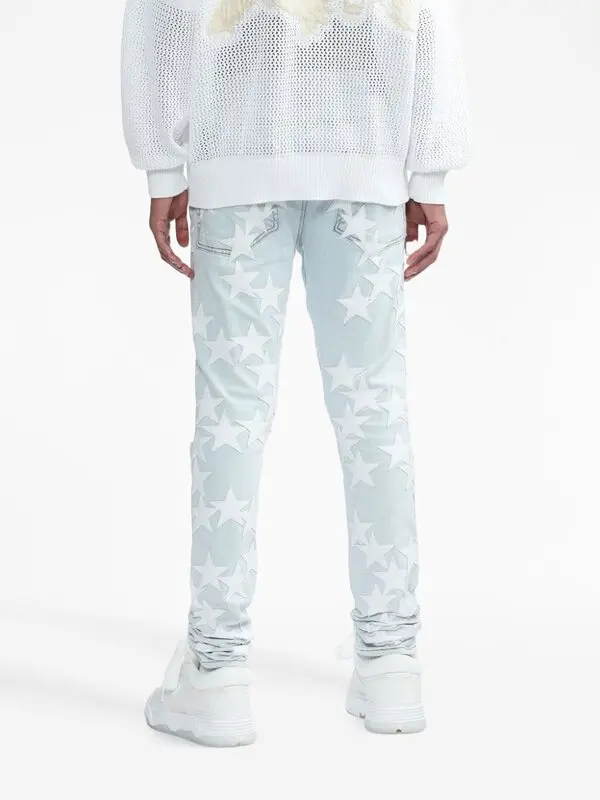 Amiri X Chemist Leather-stars Skinny Jeans