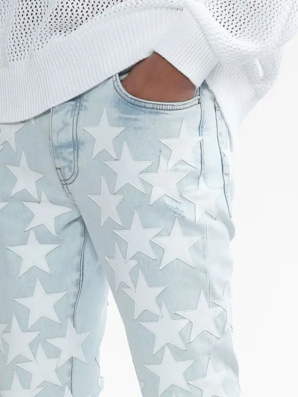 Amiri X Chemist Leather-stars Skinny Jeans