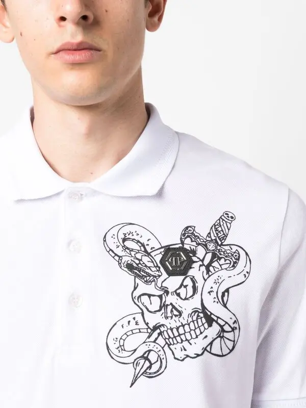 Philipp Plein Snake Cotton Polo Shirt