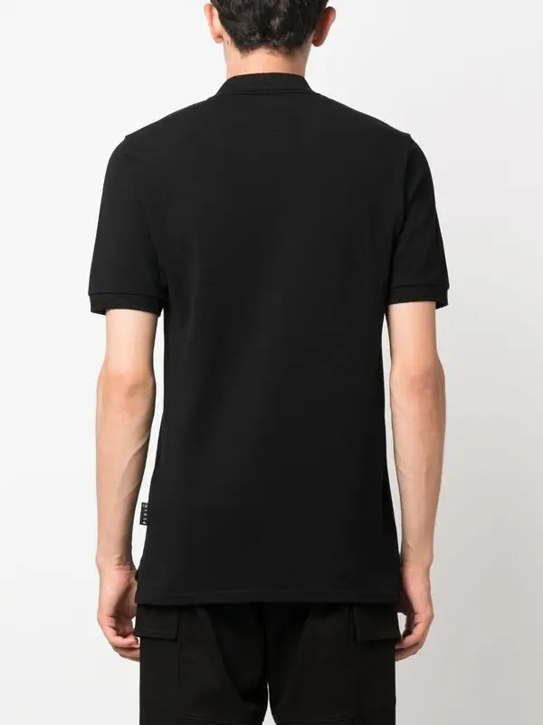 Philipp Plein Snake-print Cotton Polo Shirt - Black