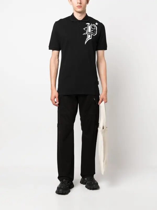 Philipp Plein Skull & Bones Jersey Polo Shirt