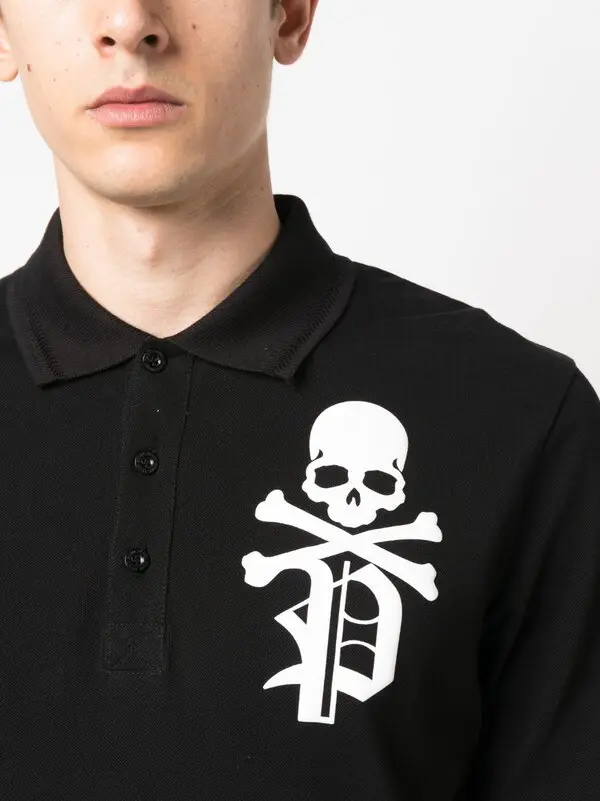 Philipp Plein Skull & Bones Piqué Polo Shirt