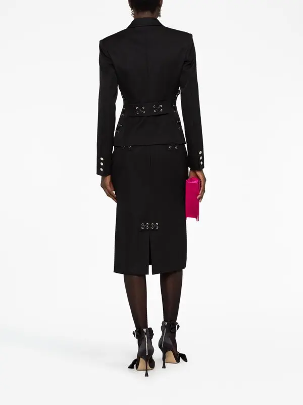 Alessandra Rich Wool-blend Blazer With Lace-up Detail