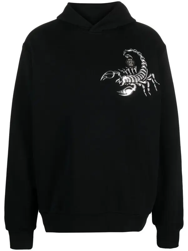 Philipp Plein Scorpion Appliqué-detail Cotton Hoodie