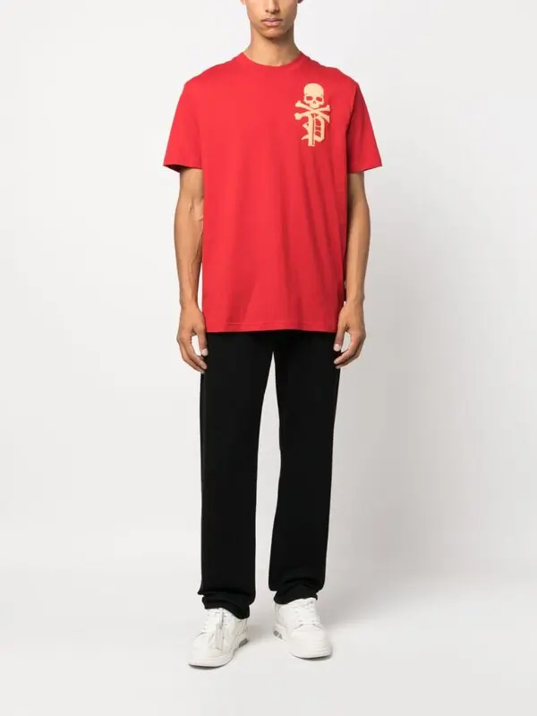 Philipp Plein Skull&bones-print Cotton T-shirt - Red
