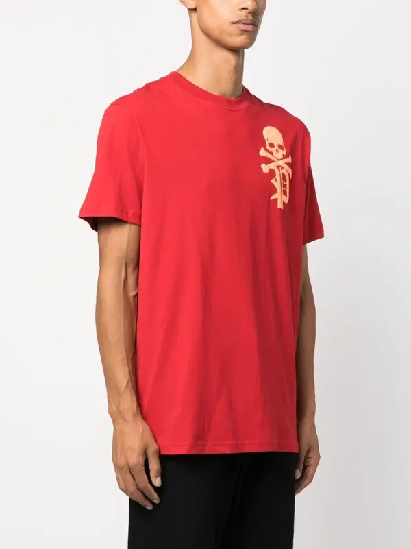 Philipp Plein Skull&bones-print Cotton T-shirt - Red