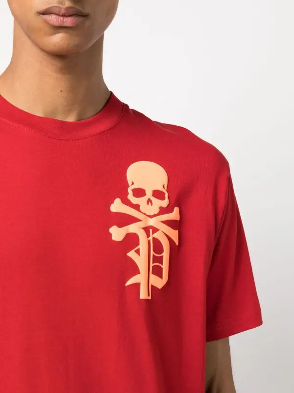 Philipp Plein Skull&bones-print Cotton T-shirt - Red