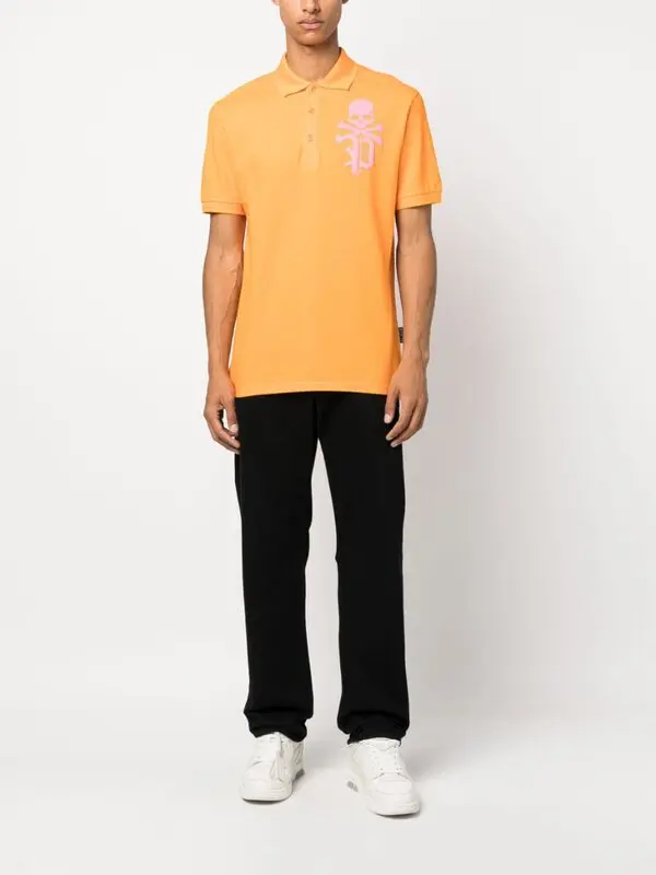 Philipp Plein Skull-print Short-sleeve Polo Shirt - Orange