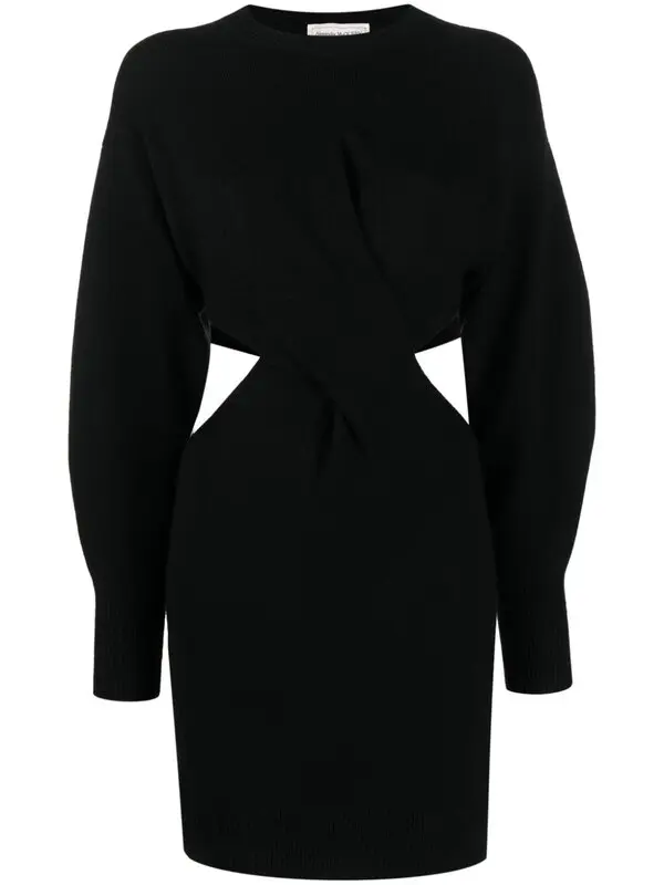 Alexander McQueen Cut-out Ribbed-knit Minidress