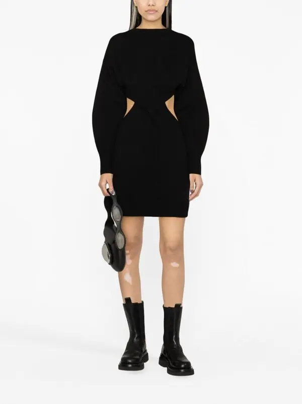 Alexander McQueen Cut-out Ribbed-knit Minidress