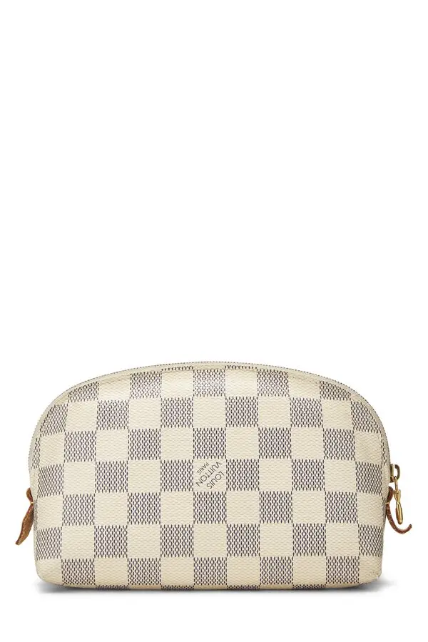 LOUIS VUITTON Damier Azur Pochette Cosmetique Bag - White