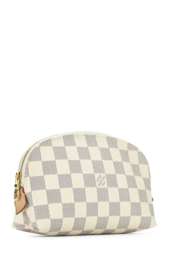 LOUIS VUITTON Damier Azur Pochette Cosmetique Bag - White