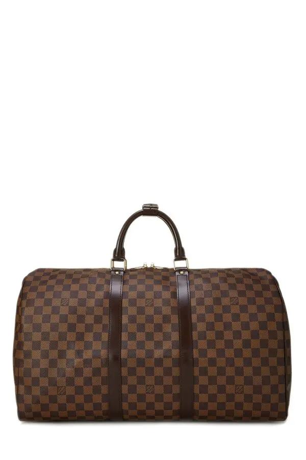 LOUIS VUITTON Damier Ebene Keepall 50 Duffle Bag - Brown