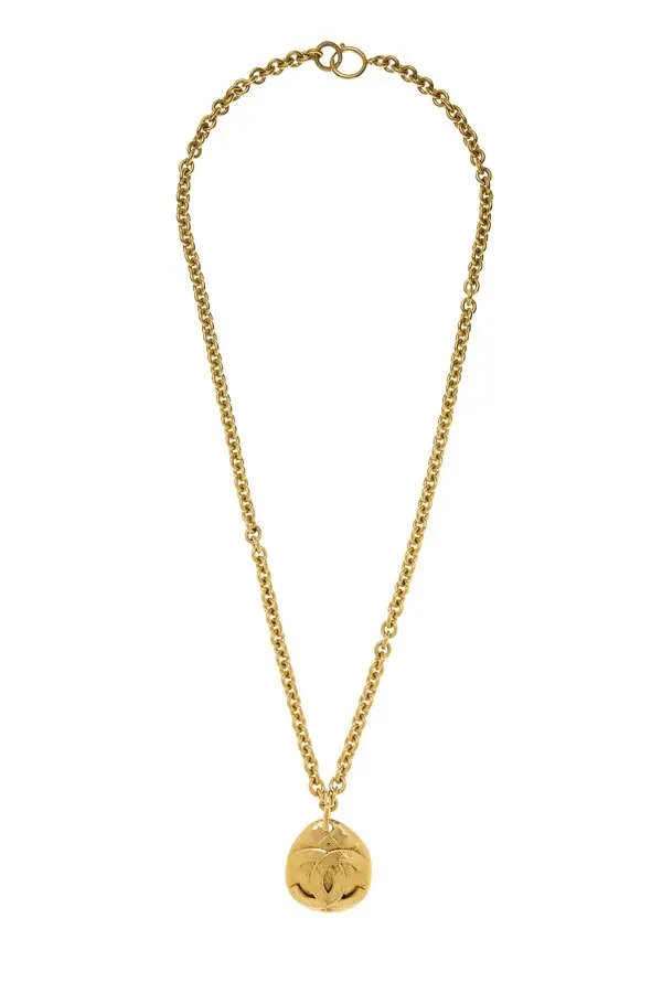 Chanel Quilted 'cc' Pendant Necklace - Gold