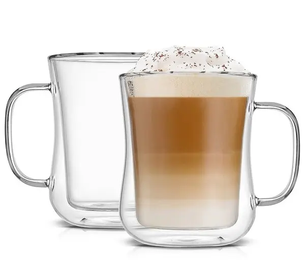 JOYJOLT S/2 Double Wall Insulated Glass 13.5-oz Dinercoffeemugs - One-color