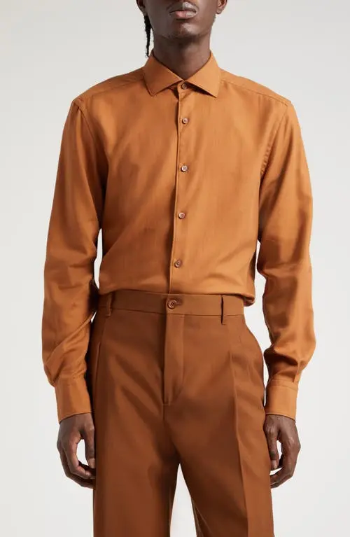 Zegna Cashco Cotton & Cashmere Button-up Shirt - Vicuna