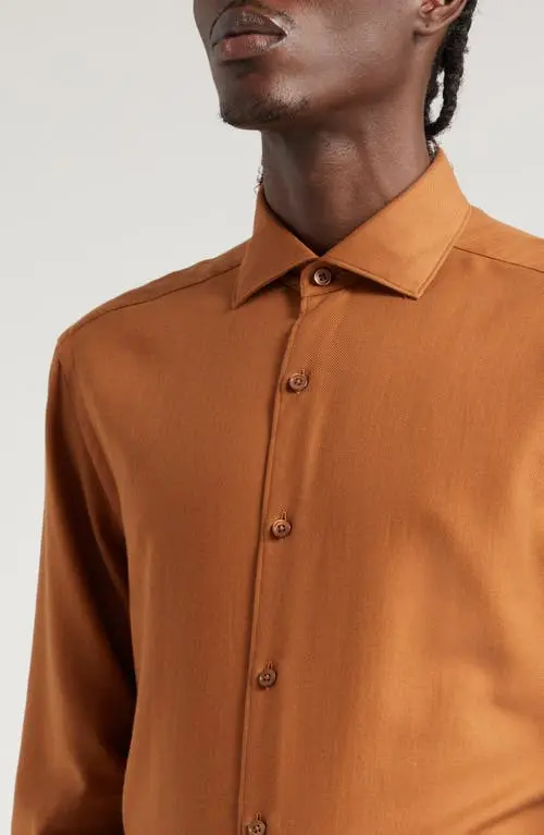 Zegna Cashco Cotton & Cashmere Button-up Shirt - Vicuna