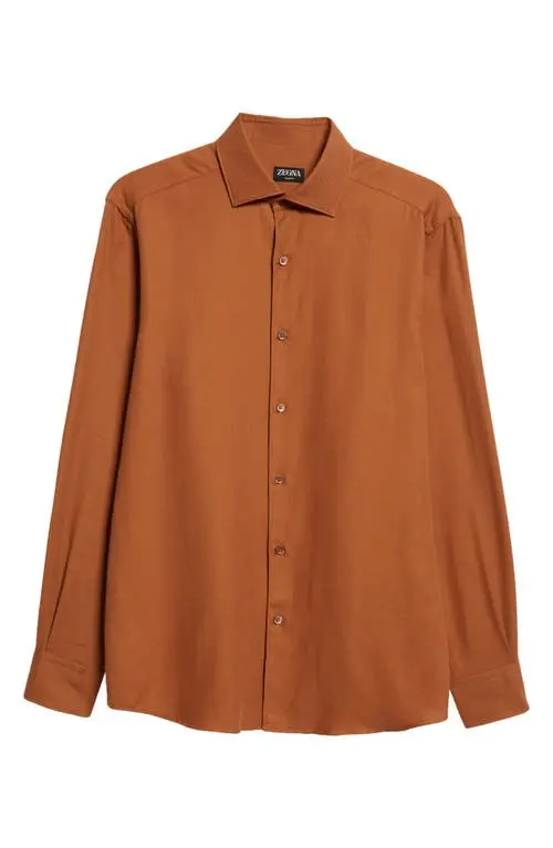 Zegna Cashco Cotton & Cashmere Button-up Shirt - Vicuna