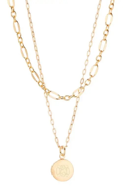 BROOK & YORK Isla Petite Monogram Locket Layering Necklace Set - Gold