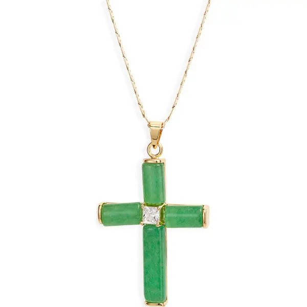CHILD OF WILD Giovanni Jade Cross Pendant Necklace - Gold