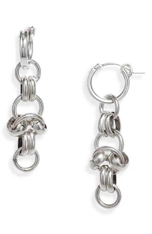 CHILD OF WILD Pinto Chain Drop Huggie Hoop Earrings - Silver