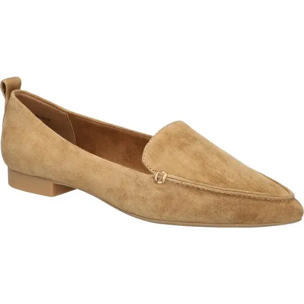 BELLA VITA Alessi Pointed Toe Loafer - Cognac Suede Leather