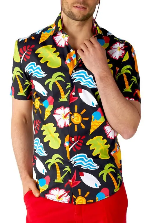 Opposuits Tropical Thunder Stretch Short Sleeve Button-up Shirt