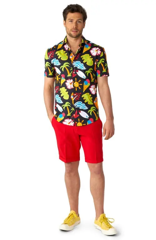 Opposuits Tropical Thunder Stretch Short Sleeve Button-up Shirt